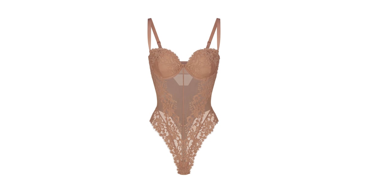 Track Skims Lace Lined Balconette Thong Bodysuit - Sienna - XL at