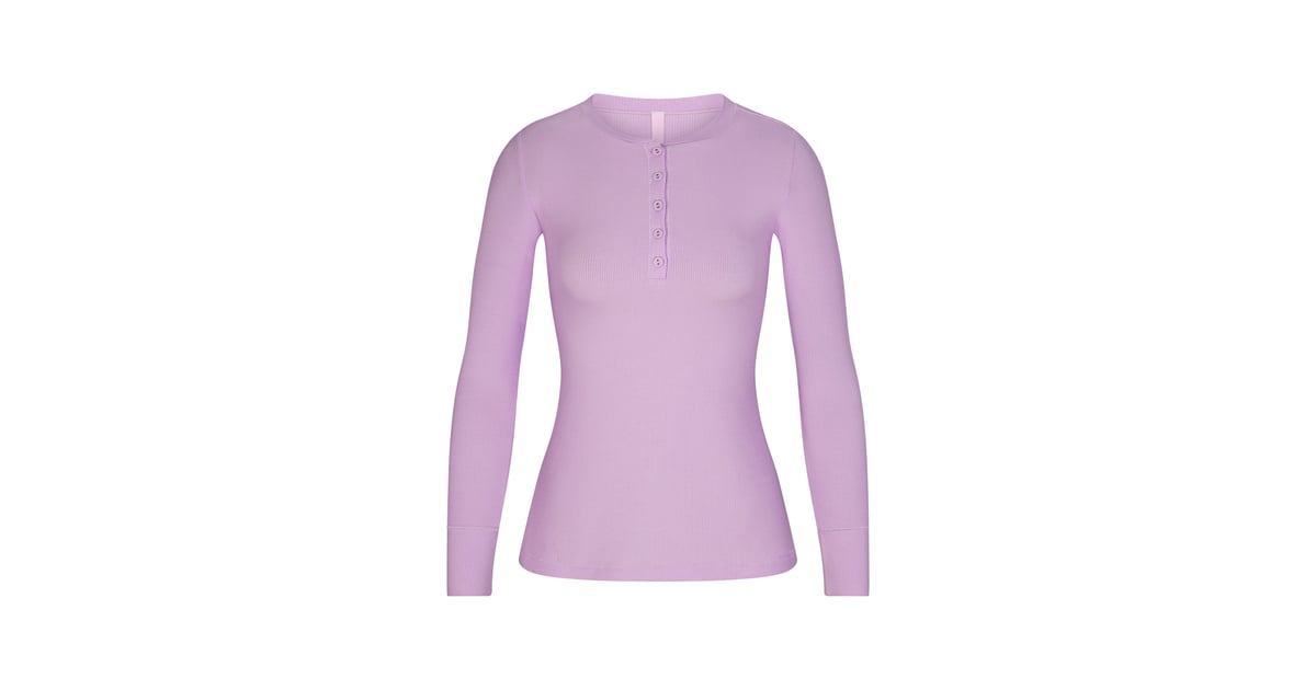 Track Skims Soft Lounge Long Sleeve Henley - Sugar Plum - Xl at Skims