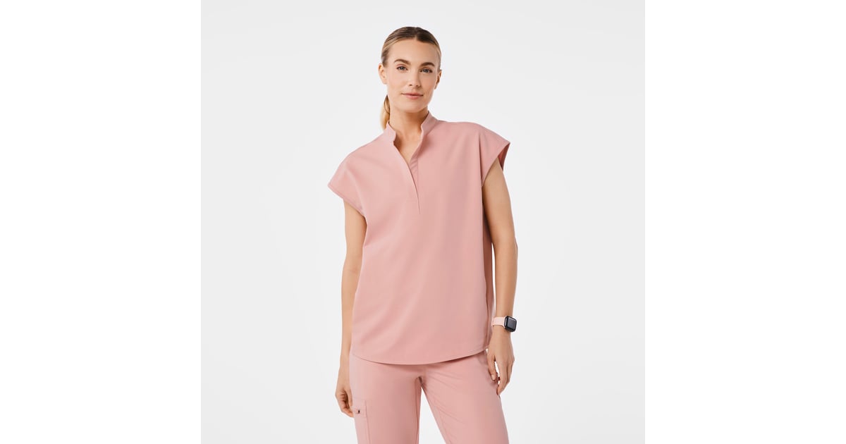 Track Figs Rafaela Oversized Scrub Top - Pink Sand - M - Regular at