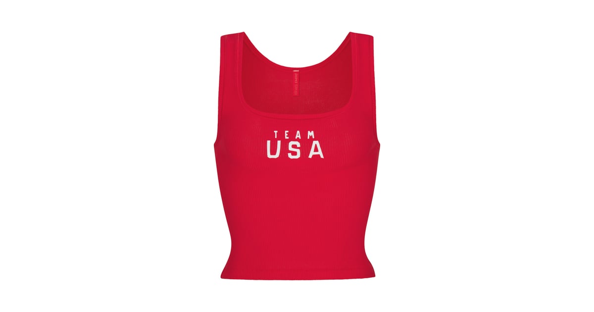 Track Skims For Team Usa Cotton Rib Paralympic Tank - Red - M at Skims