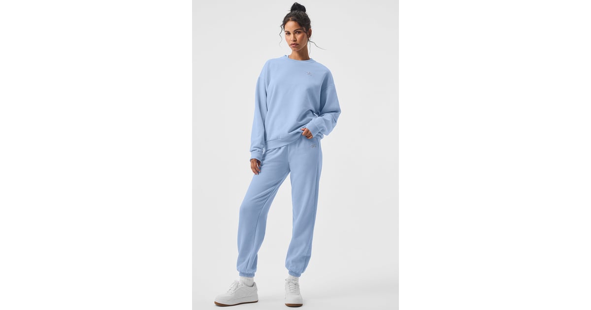 Track Alo Accolade Crew Neck Pullover - Seashell Blue - L at Alo Yoga