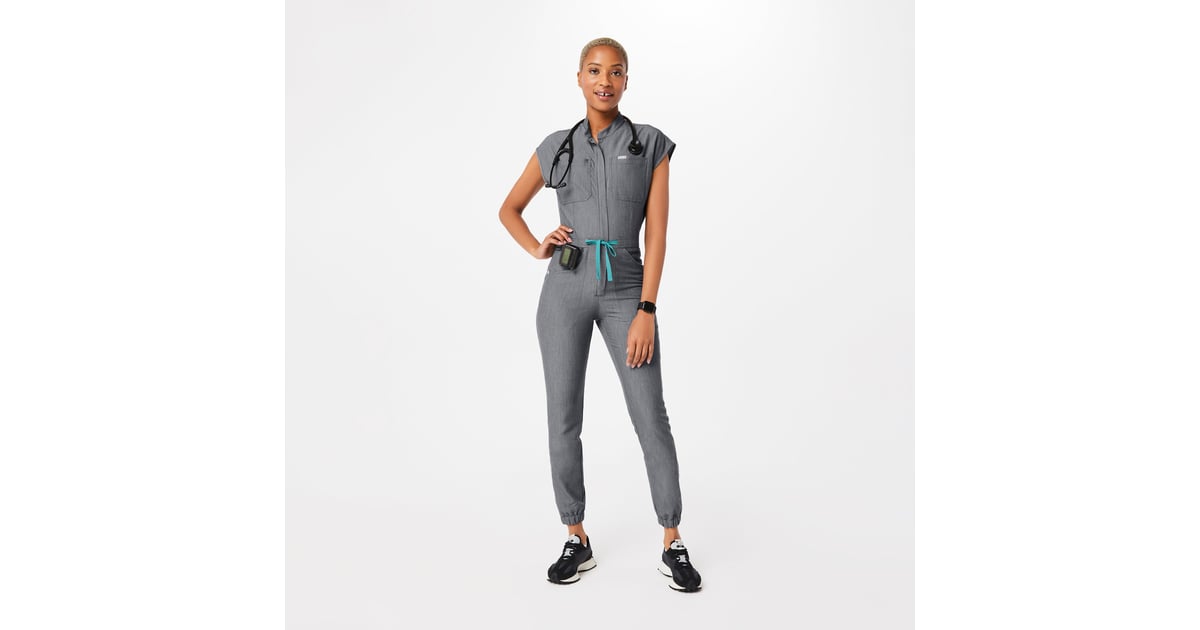 Track Figs Rafaela Cargo ScrubJumpsuit - Graphite - S - Regular at