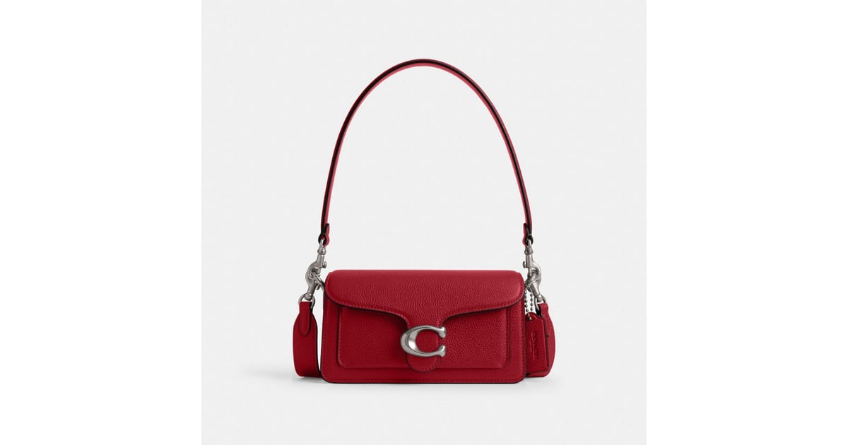 Track Coach Tabby Shoulder Bag 20 With Pillow Quilting - Silver/Ruby