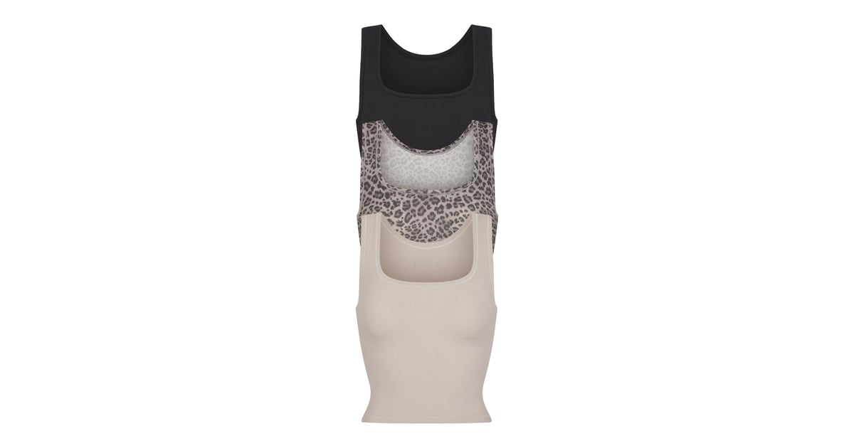 Track Skims Cotton Rib Tank 3 Pack - Snow Leopard Multi - 3 X at Skims