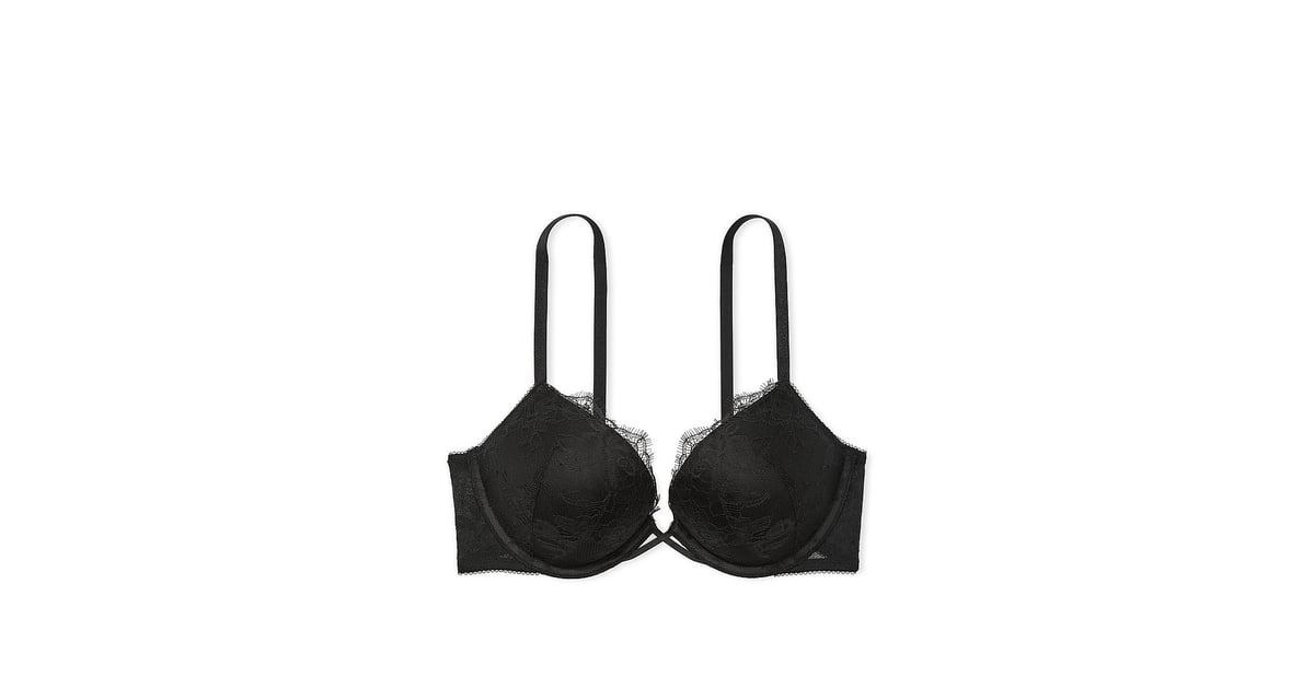 Track Bombshell Add-2-Cups Rose Lace Push-Up Bra - Black - 38-A at