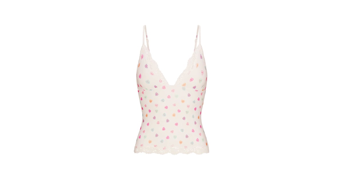 Track Fits Everybody Lace Triangle Cami | Marble Candy Heart Print