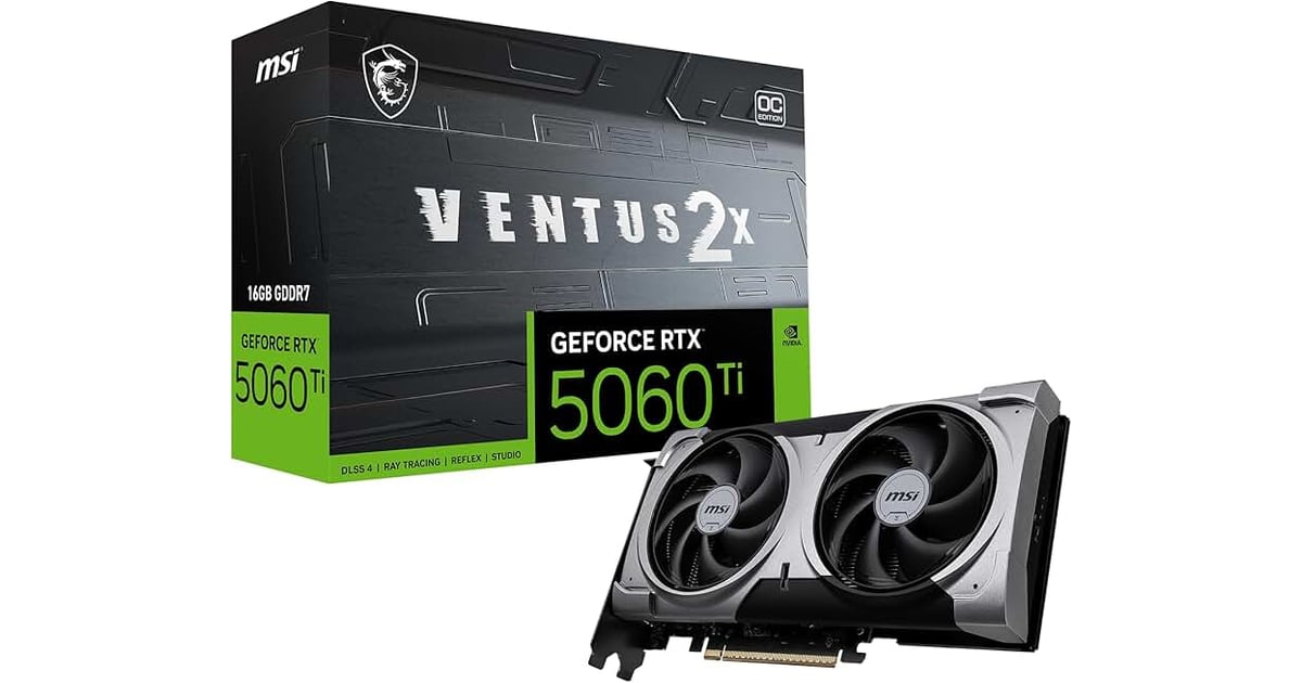 Track MSI RTX 5060 Ti 16G VENTUS 2X OC PLUS at Amazon