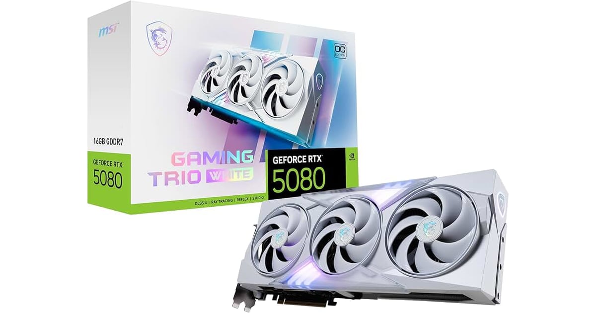 Track MSI Gaming RTX 5080 16G Gaming Trio OC White at Amazon