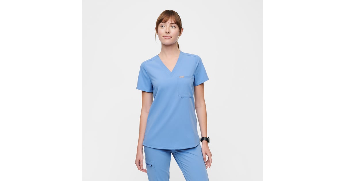 Track Figs Catarina One-Pocket Scrub Top - Ceil Blue - S - Regular at