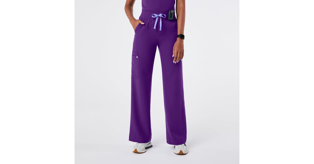 Track Figs High Waisted Isabel Wide Leg Scrub Pants - Digital Grape