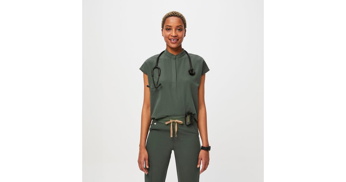 Track Figs Rafaela Oversized Scrub Top - Moss - XL - Regular at Figs