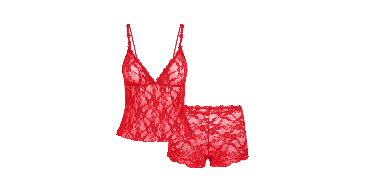 Track Skims Stretch Lace Triangle Cami And Short Set - Red - 3 X at