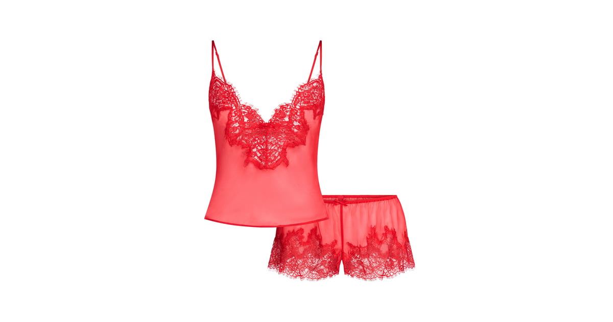 Track Skims Romance Lace Cami And Short Set - Cranberry - Xl at Skims