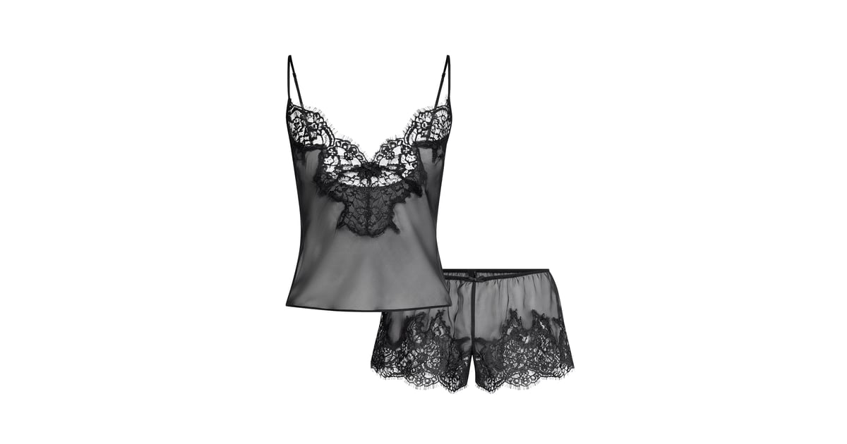Track Skims Romance Lace Cami And Short Set - Onyx - 4 X at Skims