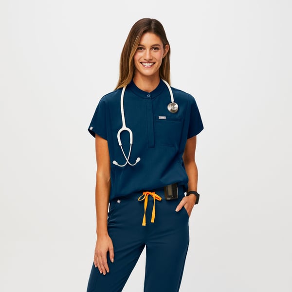 Track Figs Montex Scrub Top - Deep Reef - S - Regular at Figs