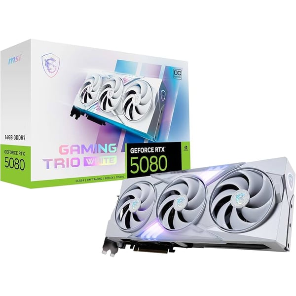 Track MSI Gaming RTX 5080 16G Gaming Trio OC White at Amazon