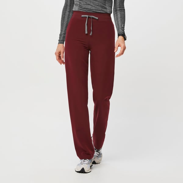 Track Figs High Waisted Livingston Basic Scrub Pants - Burgundy - S