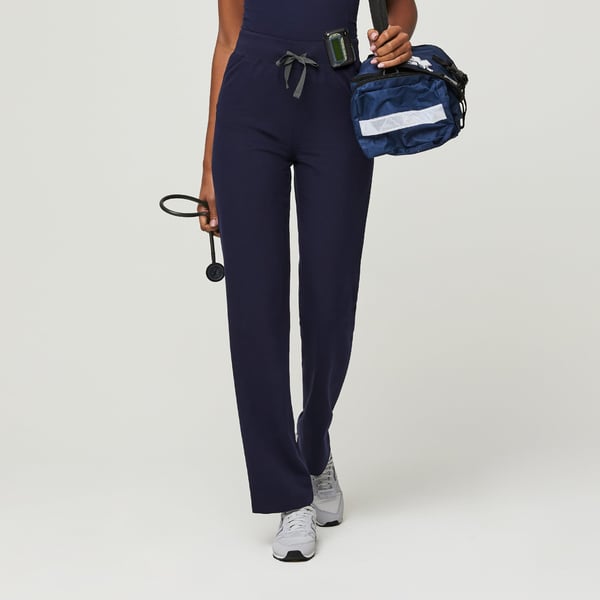 Track Figs High Waisted Livingston Basic Scrub Pants - Navy - S