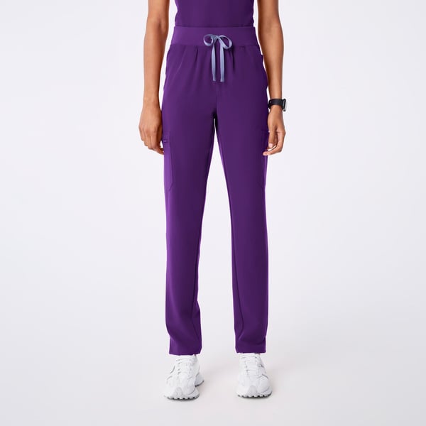 Track Figs High Waisted Yola Skinny Scrub Pants - Digital Grape - L