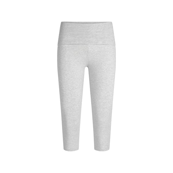 Track Skims Cotton Jersey Foldover Capri - Light Heather Grey - L at