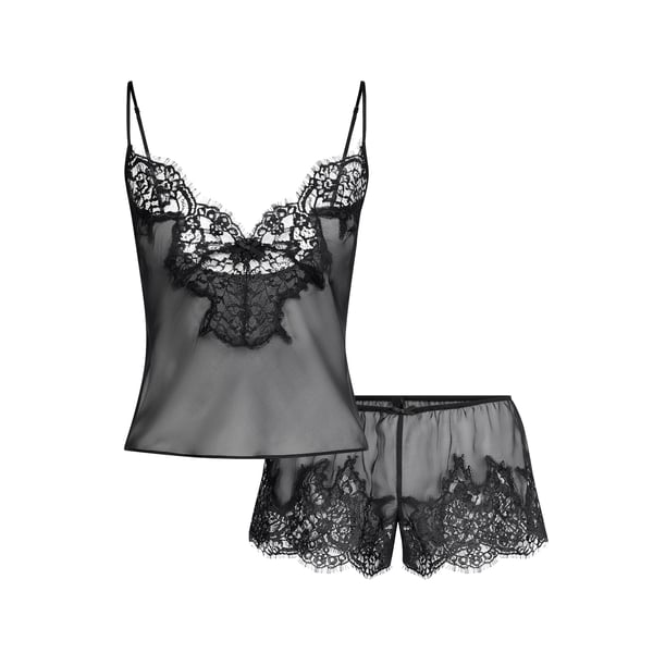 Track Skims Romance Lace Cami And Short Set - Onyx - 4 X at Skims