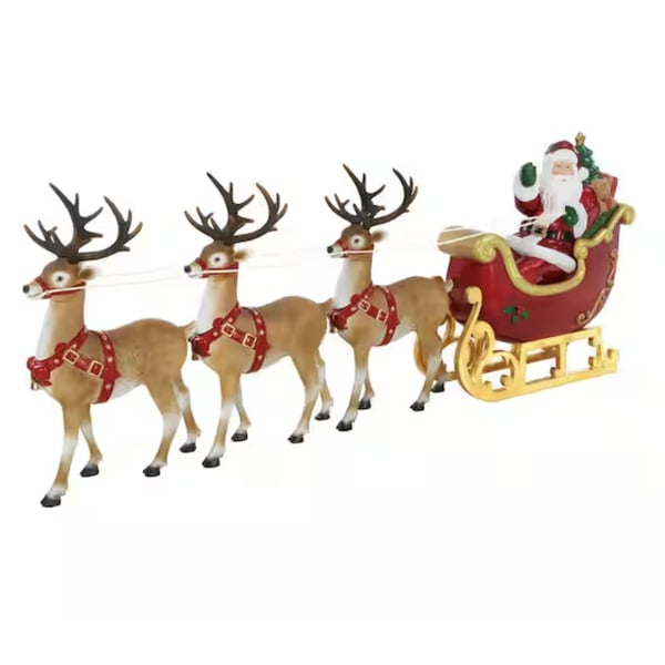 9 ft. Giant LED Santa's Sleigh with Reindeer Holiday In Stock